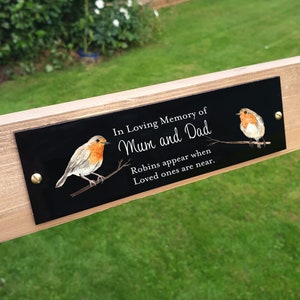 When Robins Are Near Personalised Bench Plaque, All Weather Memorial ...
