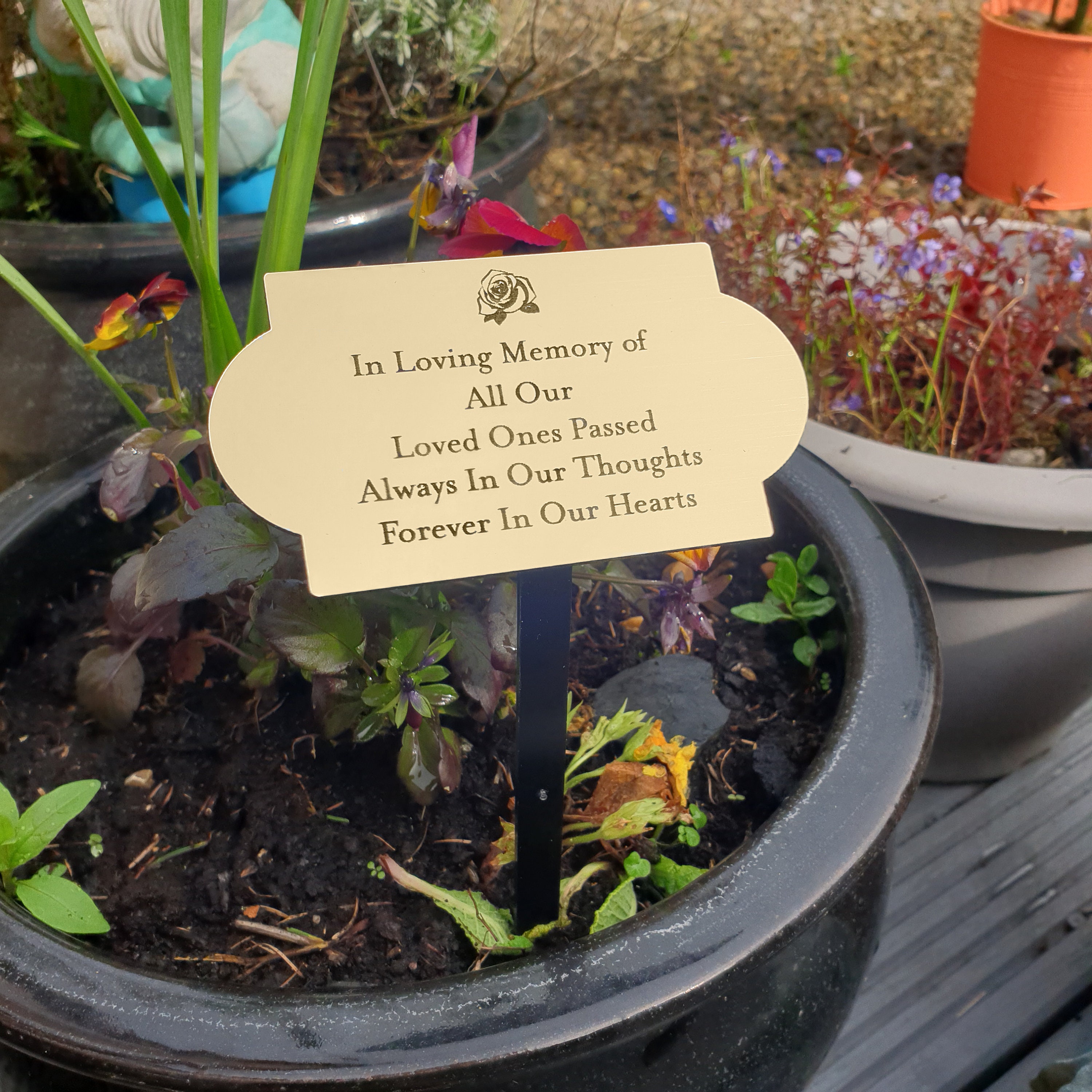 Personalised Memorial Plaque With Ground Stake, Scalloped Grave Marker ...