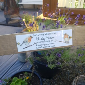 When Robins Are Near Personalised Bench Plaque, All Weather Memorial ...