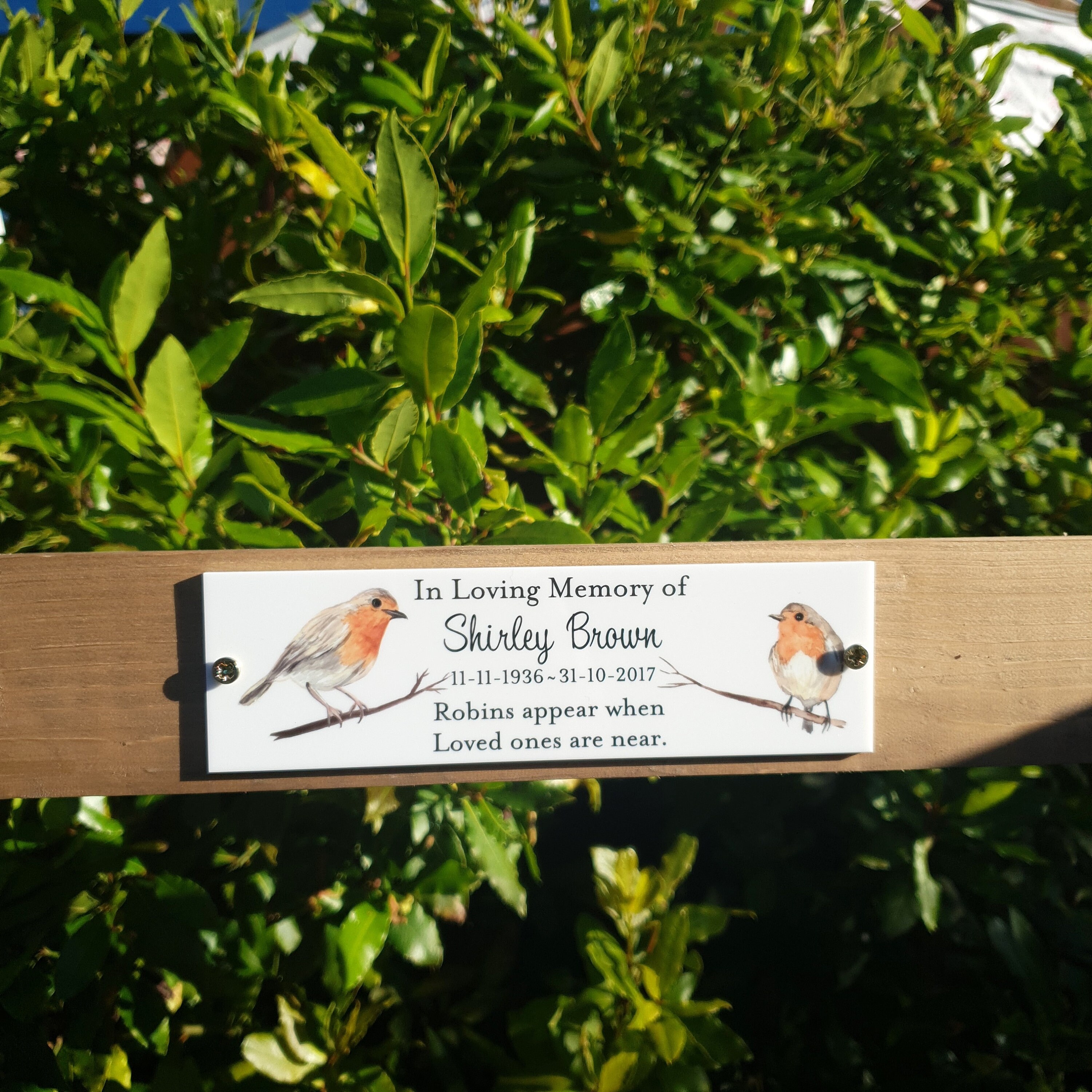 When Robins Are Near Personalised Bench Plaque All Weather - Etsy UK