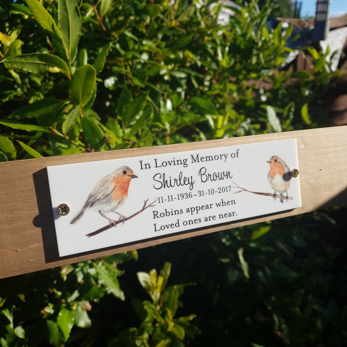 When Robins Are Near Personalised Bench Plaque All Weather - Etsy UK