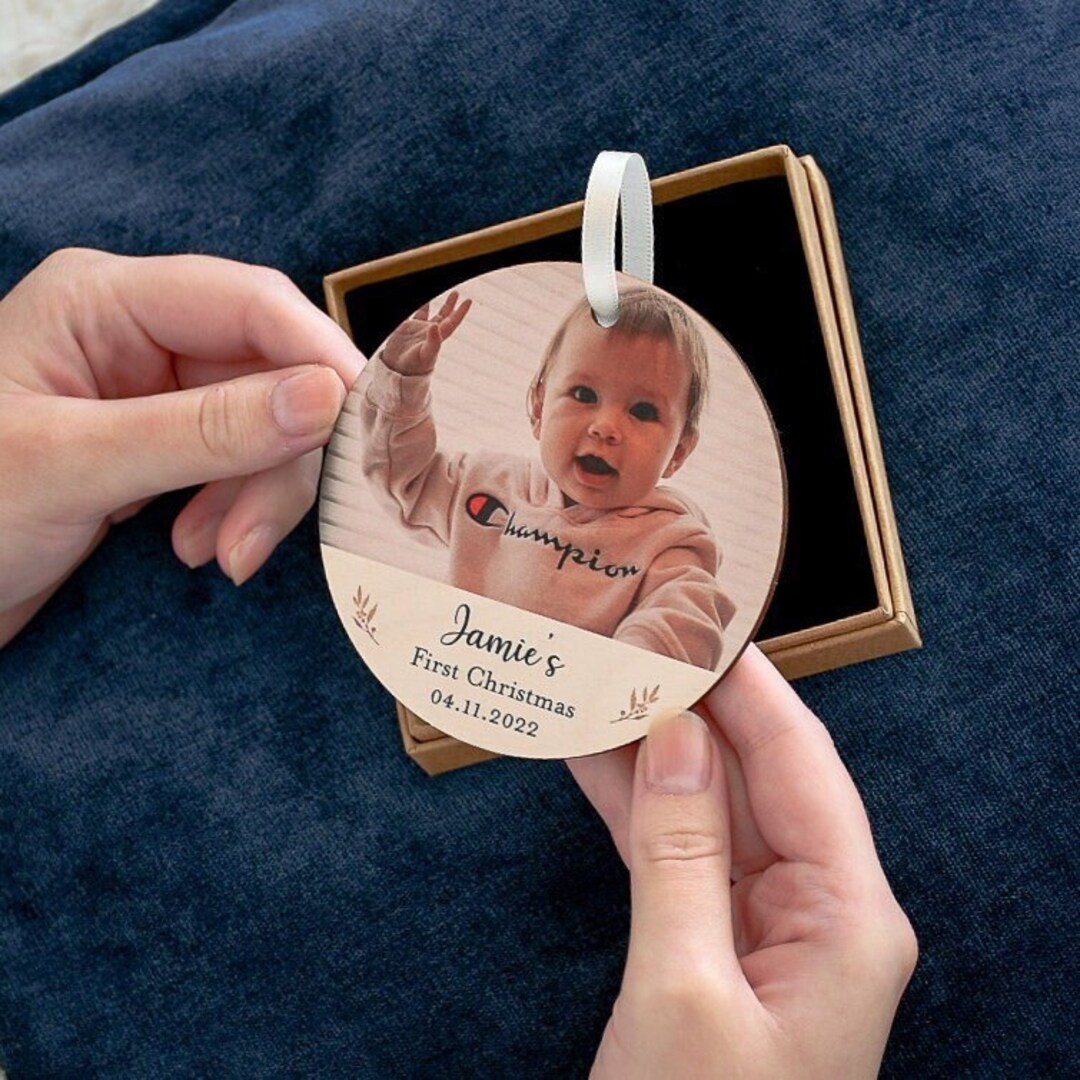 Wooden Photo Bauble, New Baby First Christmas Tree Bauble, New ...