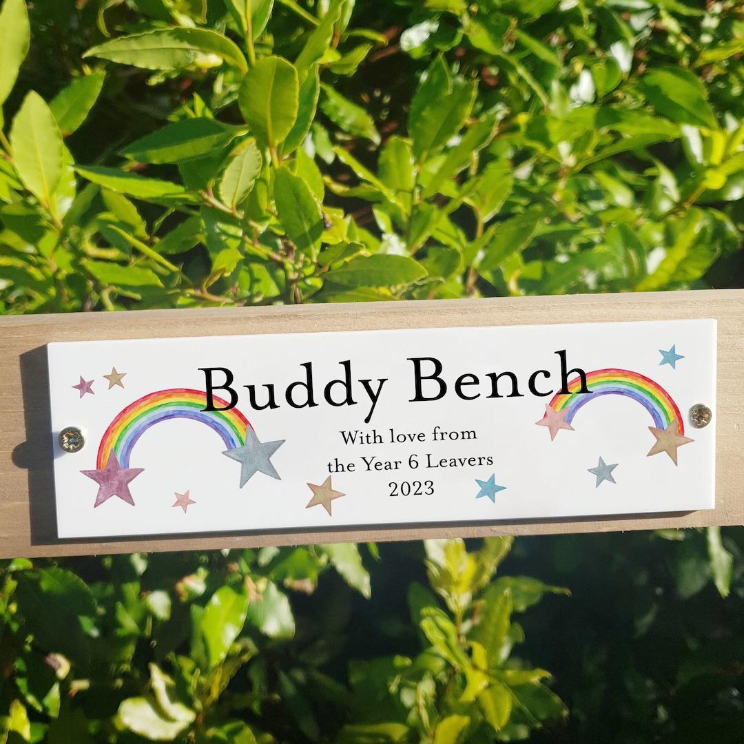 Personalised "buddy Bench" Friendship Plaque, School Leavers Gift ...