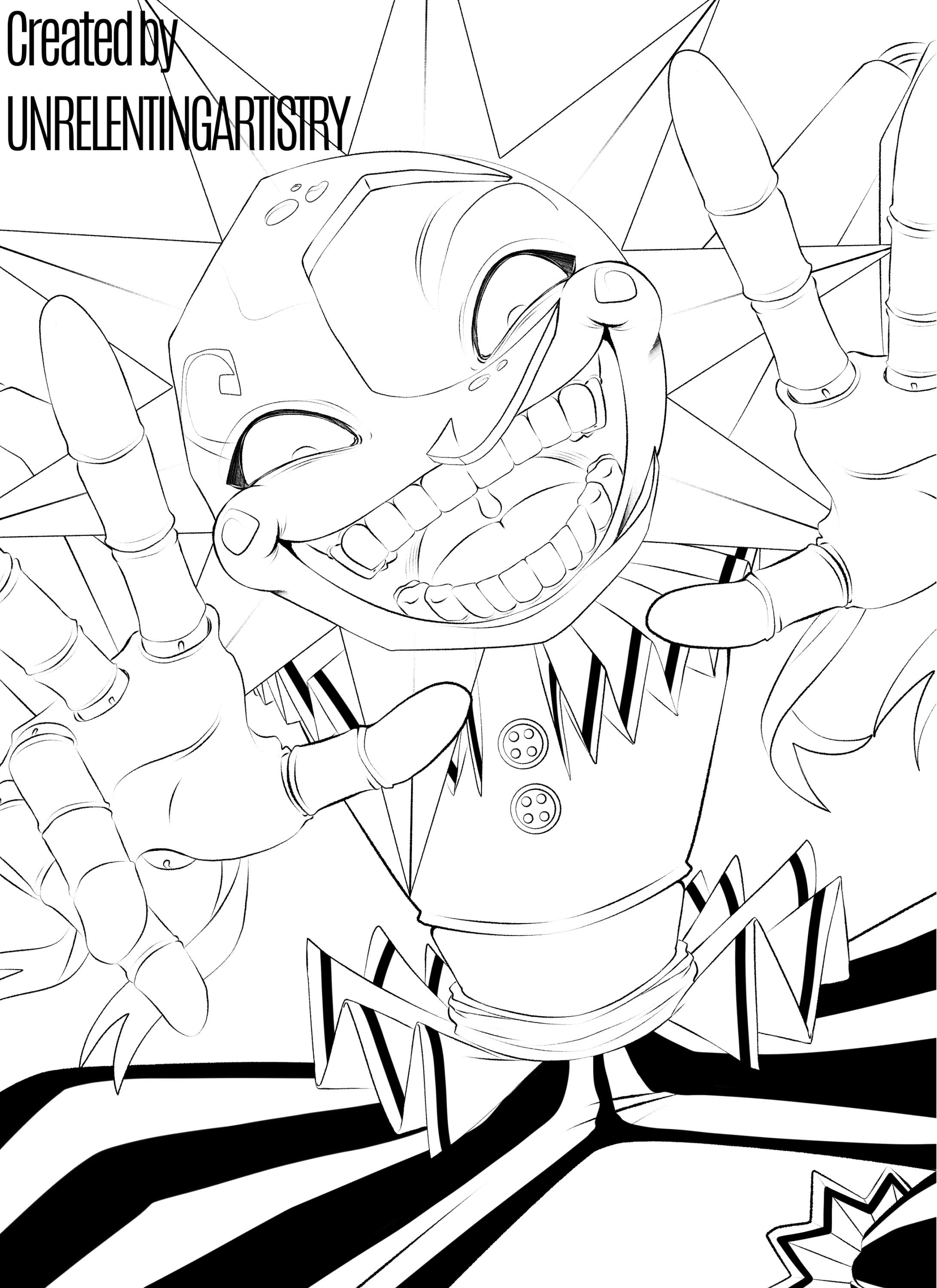 Coloring Page of Sun or Sundrop From Security Breach /FNAF/ | Etsy UK