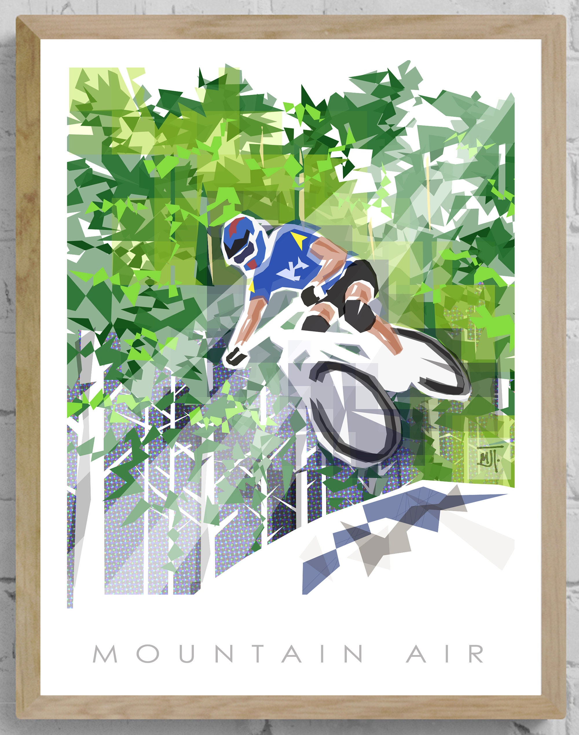 Mountain Bike Art Print, Contemporary Cycling Print, Colourful Print ...