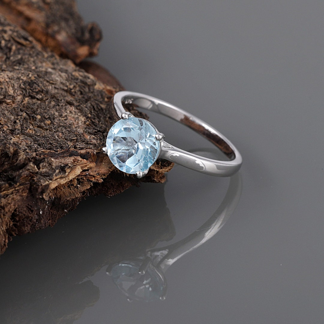 925 Sterling Silver Ring Blue Topaz Stone Ring Stone Silver - Etsy