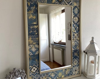 Wall Decor Mirror, Handmade Tile Decorations, Decorative Mirror Framed ...