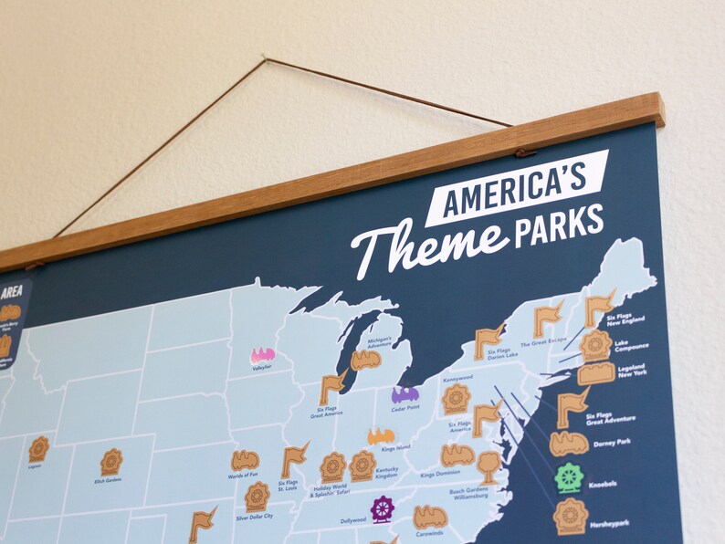 Theme Park Scratch off Poster Map of Top Amusement Parks of - Etsy