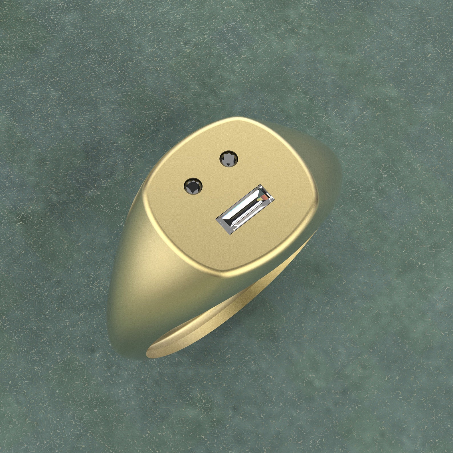 Gold Plated Smiley Face Ring, Emoji Ring, Happy Face Ring, Gold Chunky ...