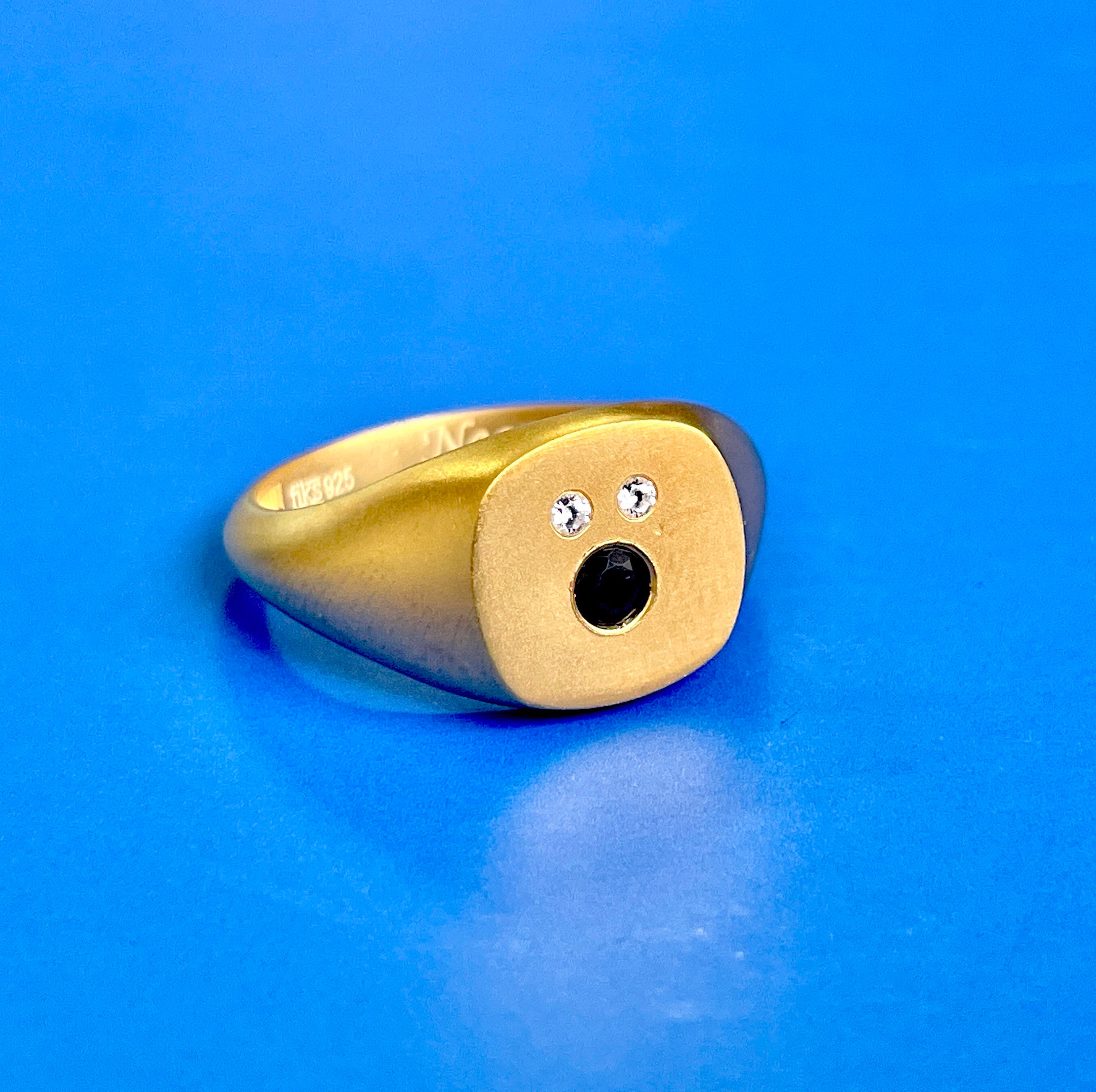 Gold Smiley Face Ring Emoji Ring Surprised Face Stacking - Etsy