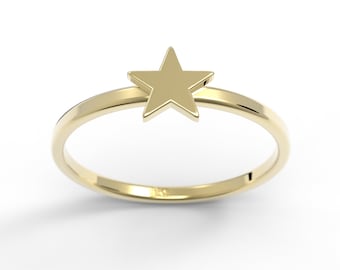 14k Gold Star Ring - Etsy