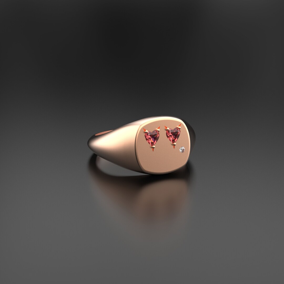 Smiley Face Ring With Heart Eyes, Emoji Heart Eyed Ring, Eyes in Love ...