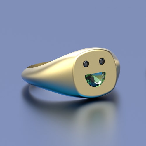 Gold Plated Smiley Face Ring Emoji Ring Happy Face Ring - Etsy