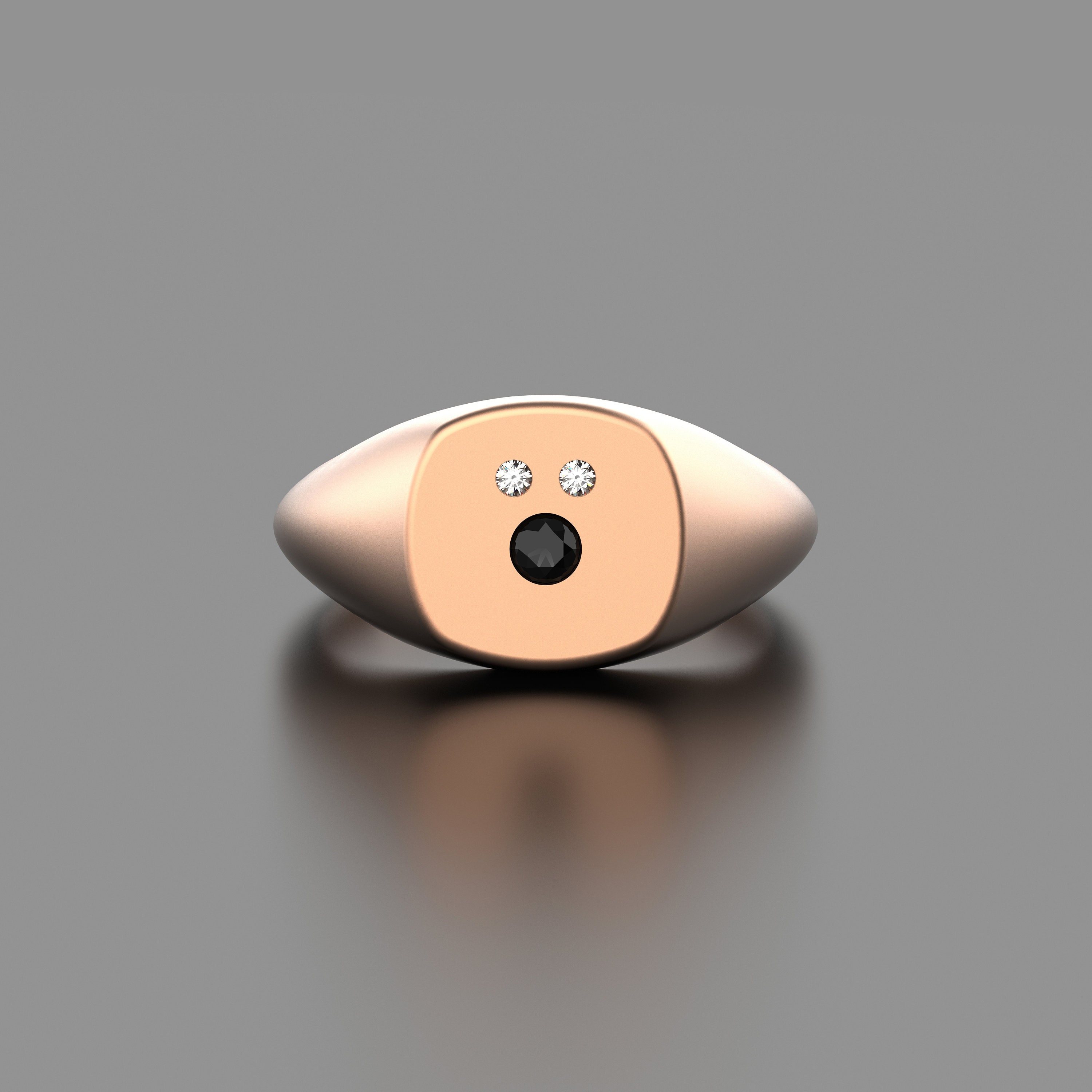 Gold Smiley Face Ring Emoji Ring Surprised Face Stacking - Etsy