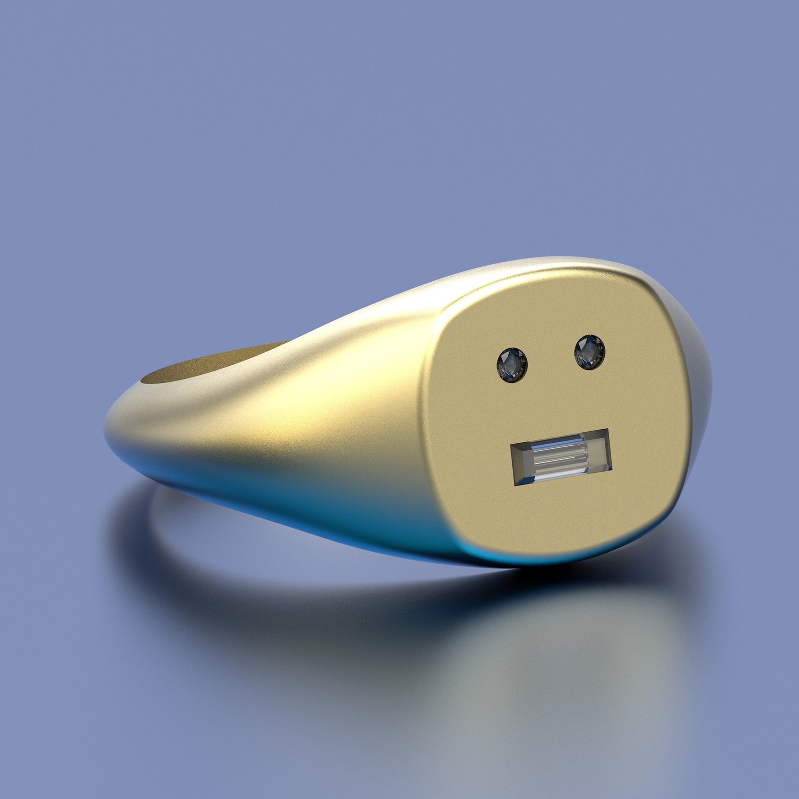 Gold Plated Smiley Face Ring, Emoji Ring, Happy Face Ring, Gold Chunky ...