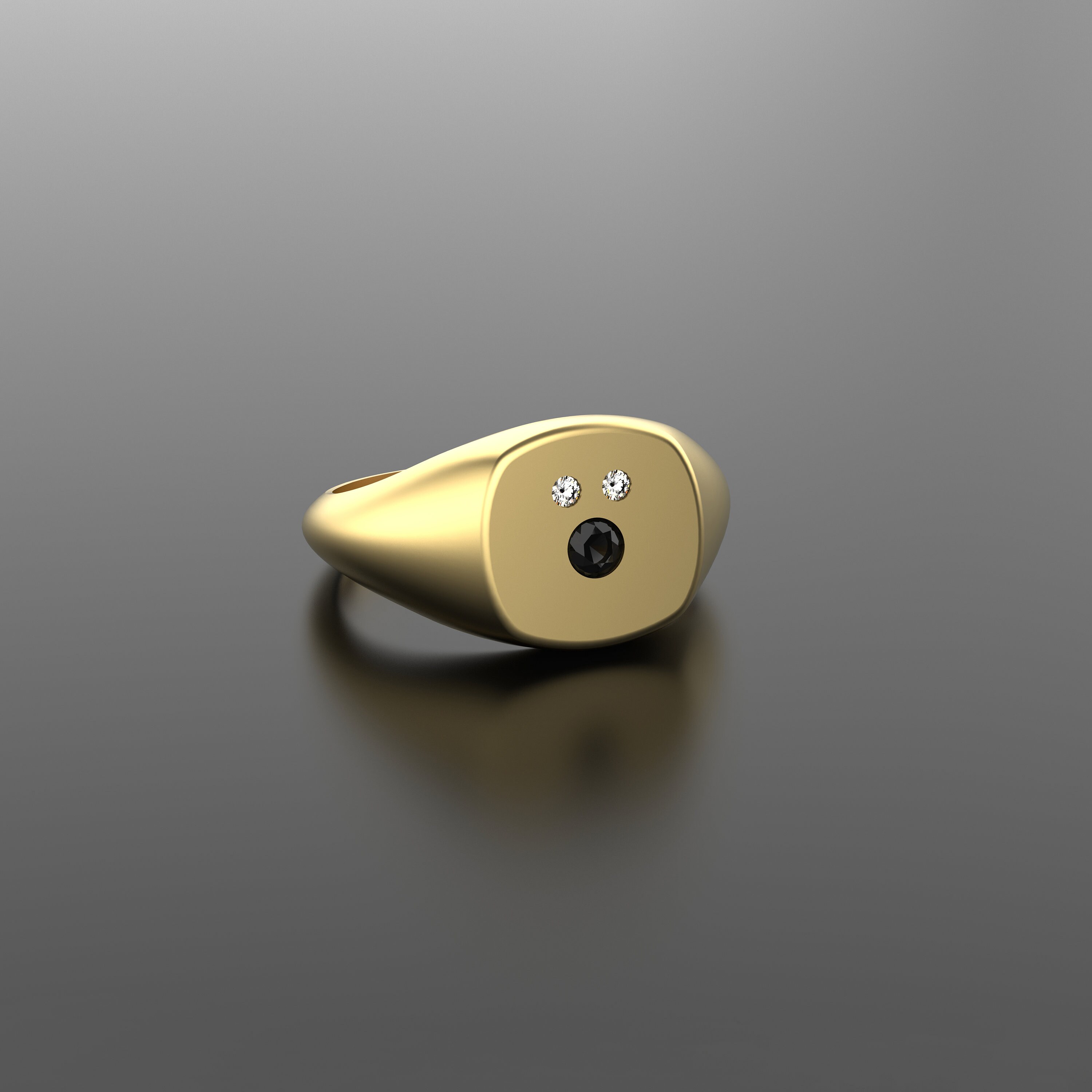 Gold Smiley Face Ring Emoji Ring Surprised Face Stacking - Etsy