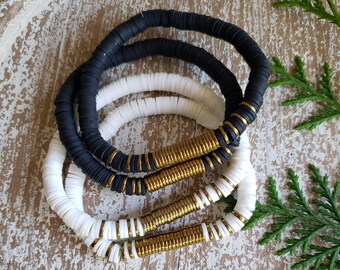 Stacking Heishi Bracelets Gold Heishi Disc Beaded Bracelet - Etsy