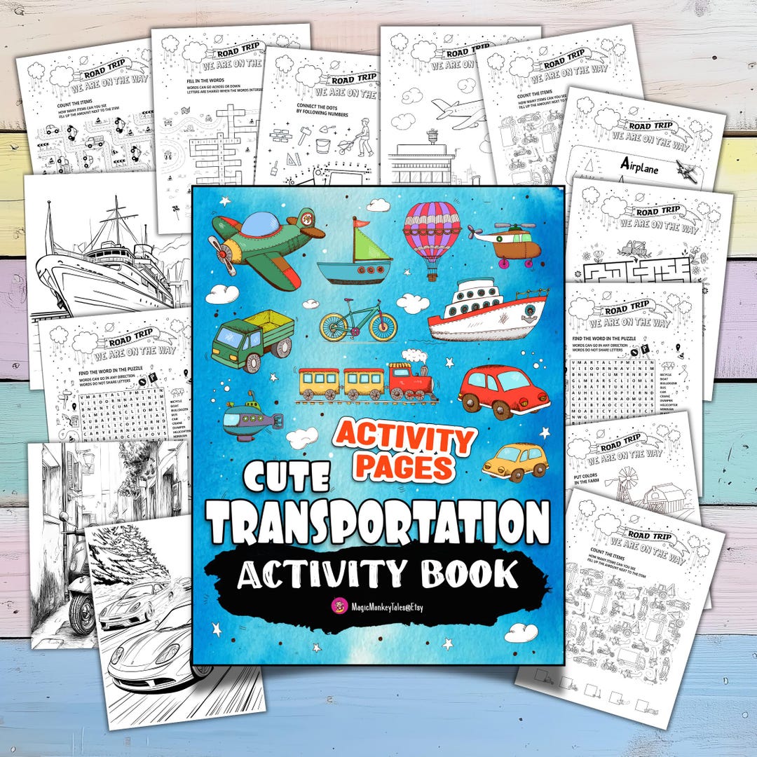 Transportation Coloring Pages for Kids | Vehicle Activity Book (digital ...
