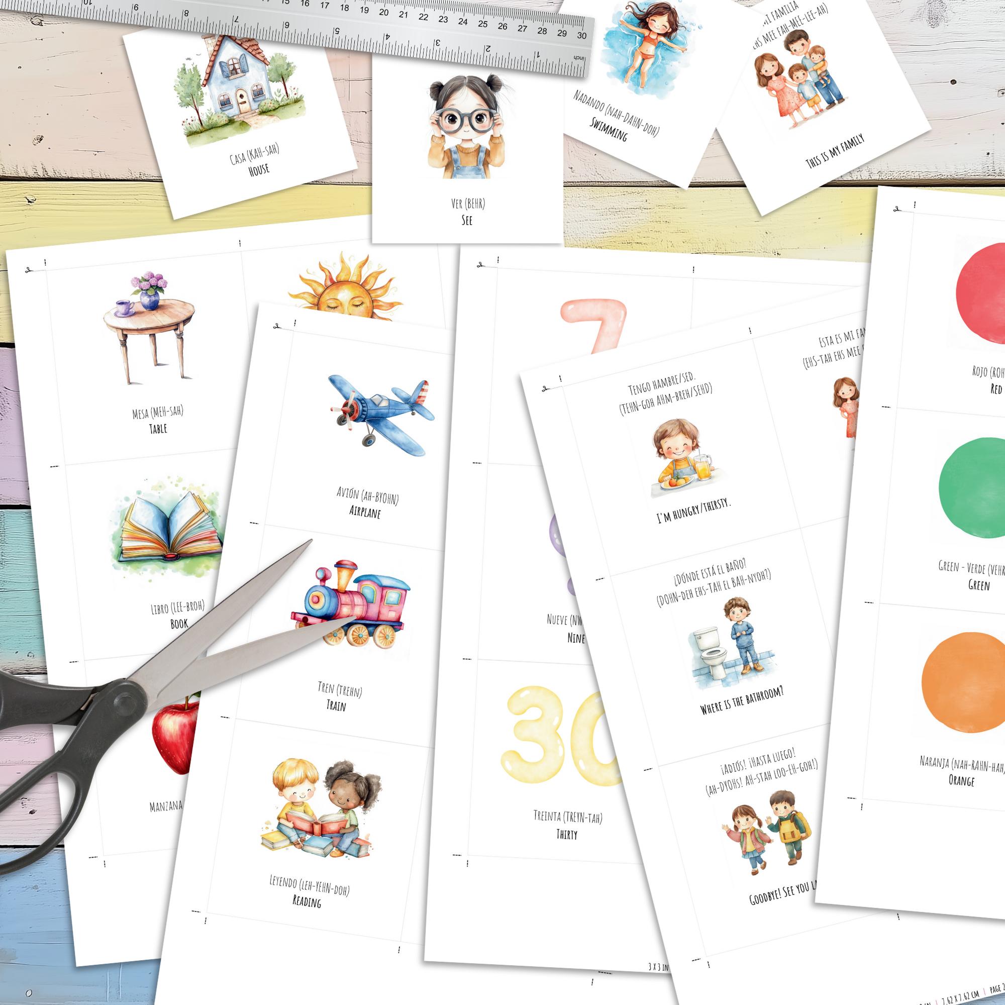 Spanish Flashcards | 100+ Basic Words & Phrases (digital Download) - Etsy
