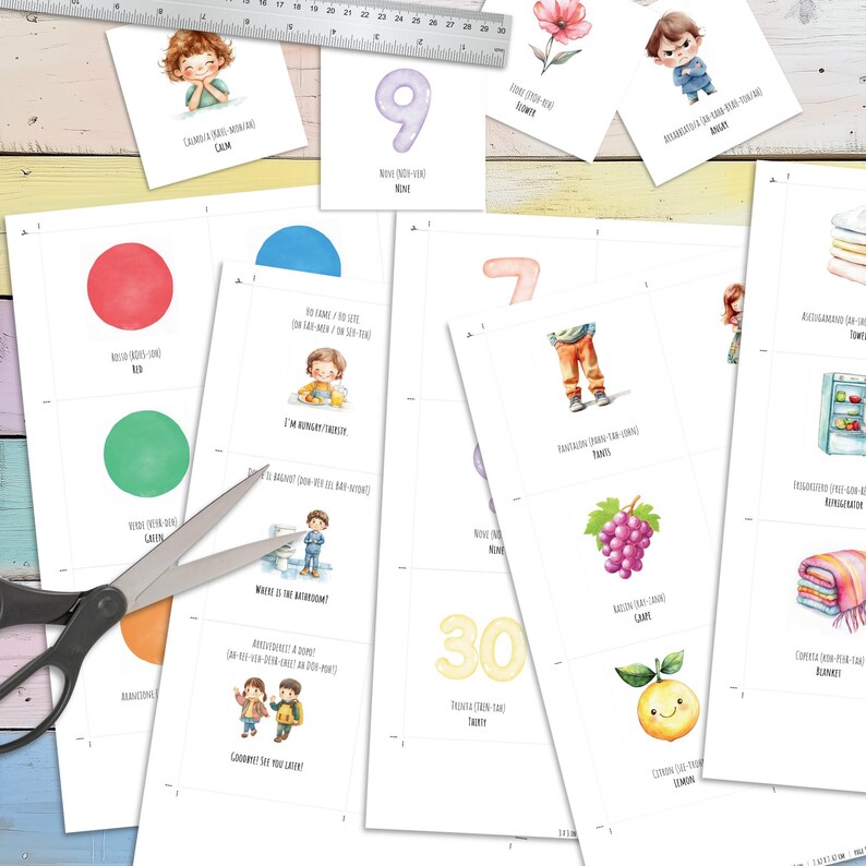 Italian Flashcards | 100+ Basic Words & Phrases (digital Download) - Etsy