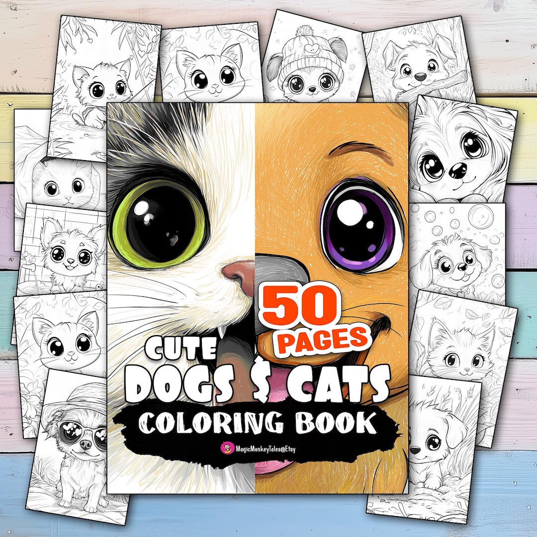 50 Pets Coloring Pages for Kids | Cute Pets Digital Coloring Pages ...