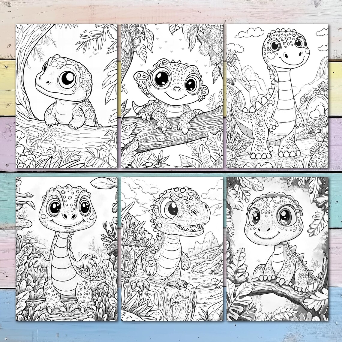 50 Dinosaurs Coloring Pages for Kids | Dinosaurs Digital Coloring Pages ...