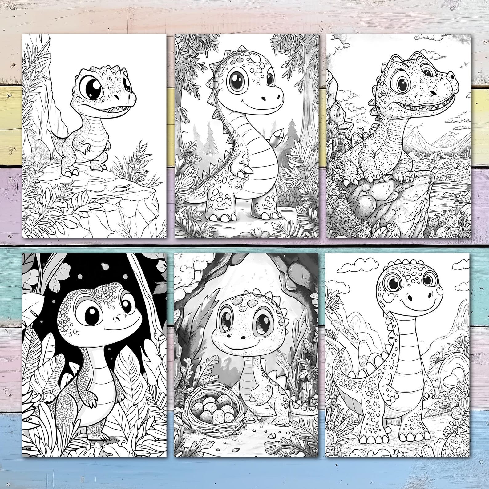 50 Dinosaurs Coloring Pages for Kids | Dinosaurs Digital Coloring Pages ...