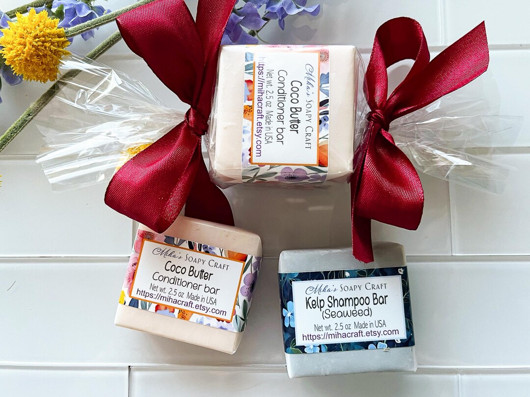 Gift Set, Kelp seaweed Shampoo Bar and Coco Butter Conditioner Bar Duo ...
