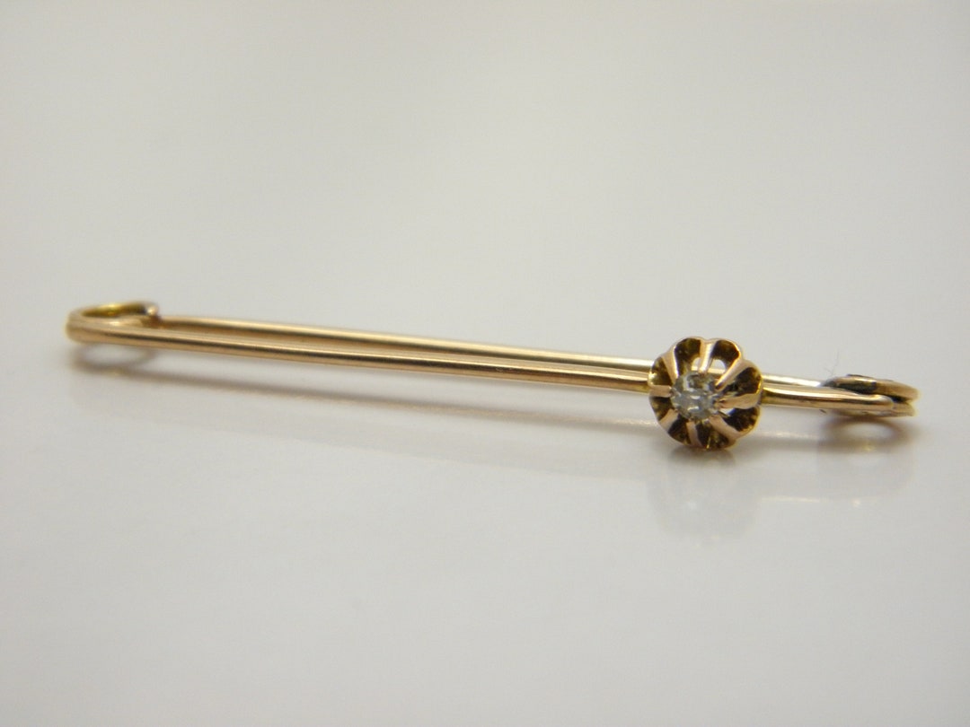 Solid 9ct Gold White Topaz Solitaire Brooch Pin Lovely Vintage ...