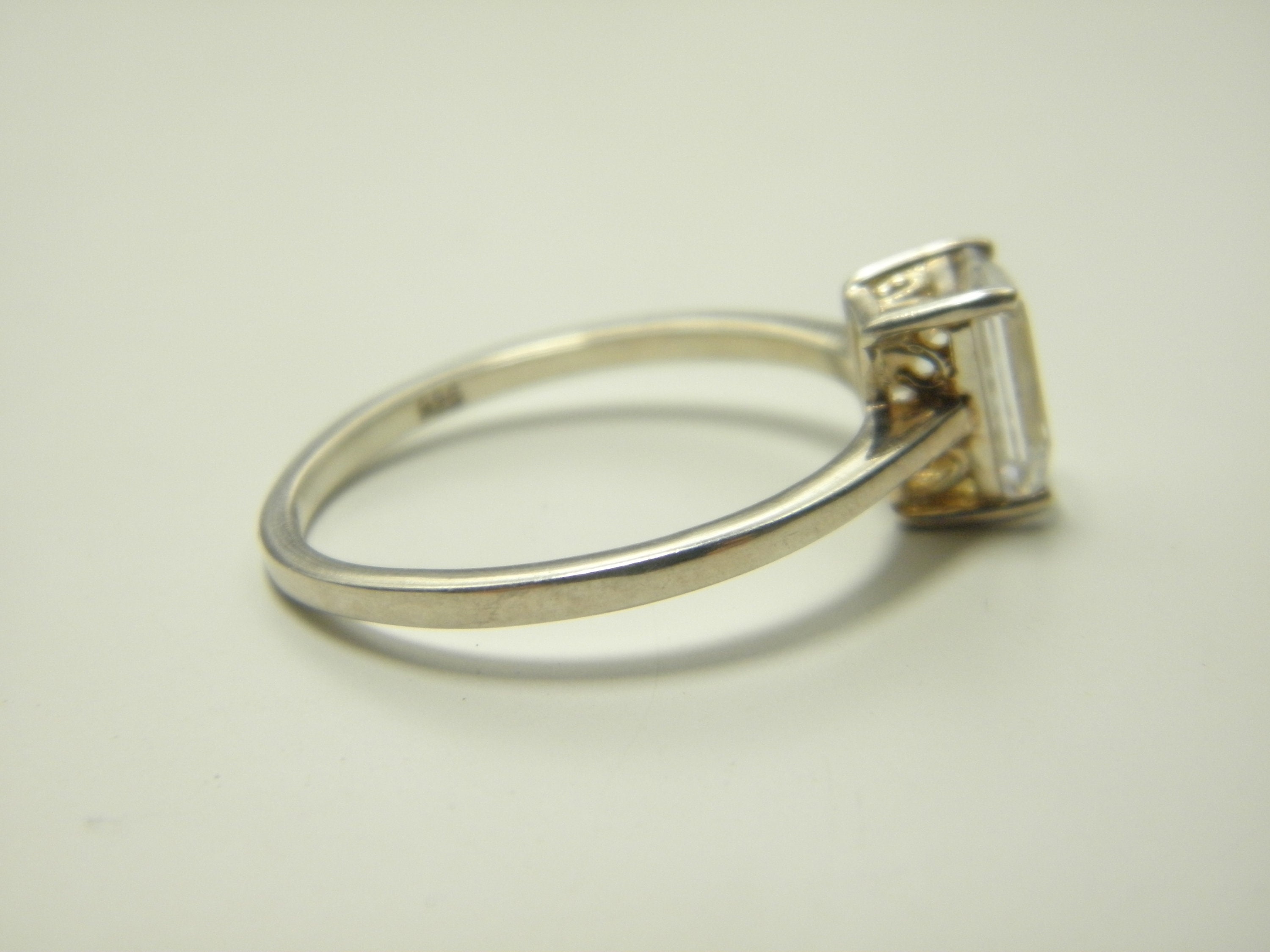 Sterling Silver White Gem Stone Solitaire Engagement/Wedding | Etsy