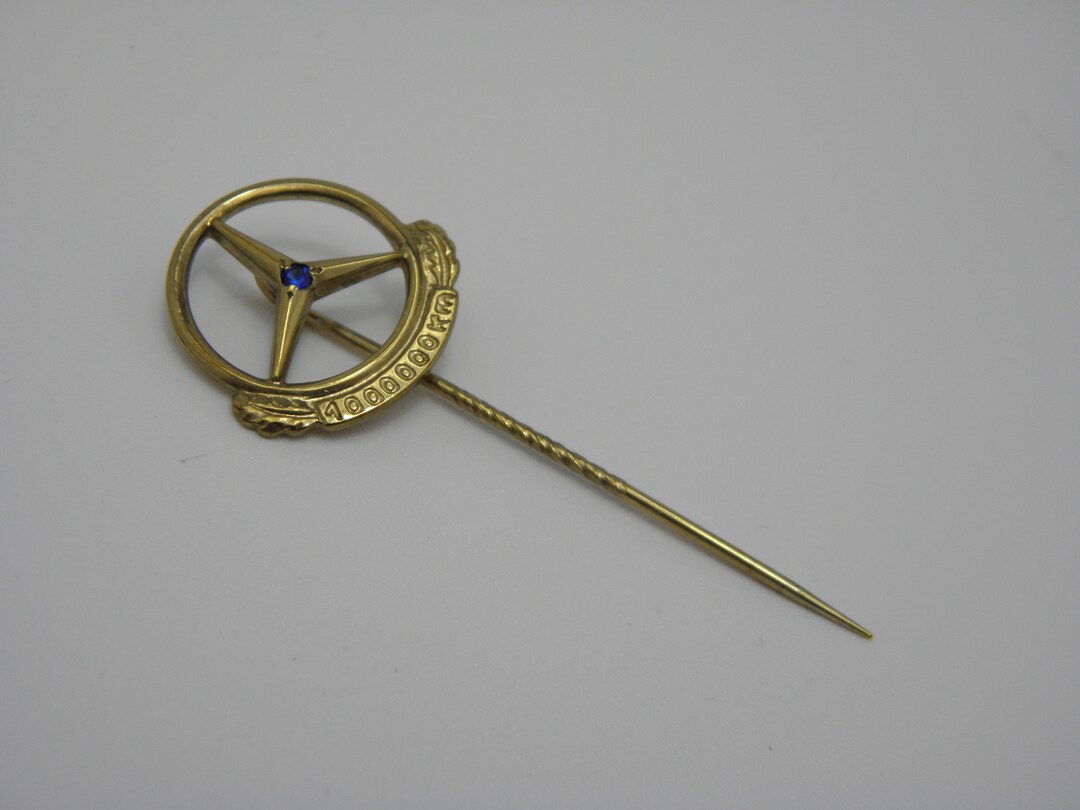 Solid 8ct Gold Vintage Mercedes Benz Sapphire Brooch Pin Lovely Vintage ...