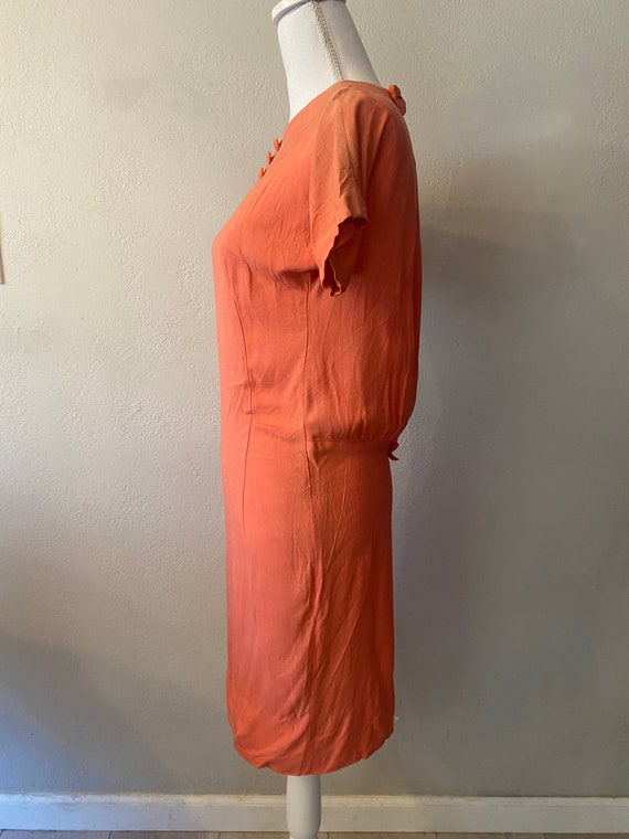 Vintage 1950's Orange Sheath Dress with Back Bow and … - Gem