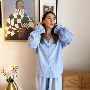 Linen Pajamas Set, Linen Homewear, Custom Pajamas, Linen Two Piece Set ...