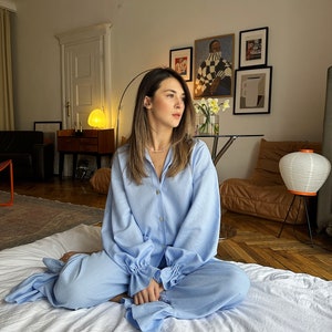 Linen Pajamas Set, Linen Homewear, Custom Pajamas, Linen Two Piece Set ...