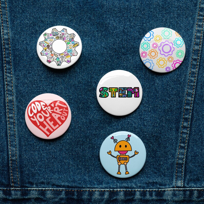 STEM Button Pins STEAM Robot Coding Teacher Pin Teacher Life - Etsy
