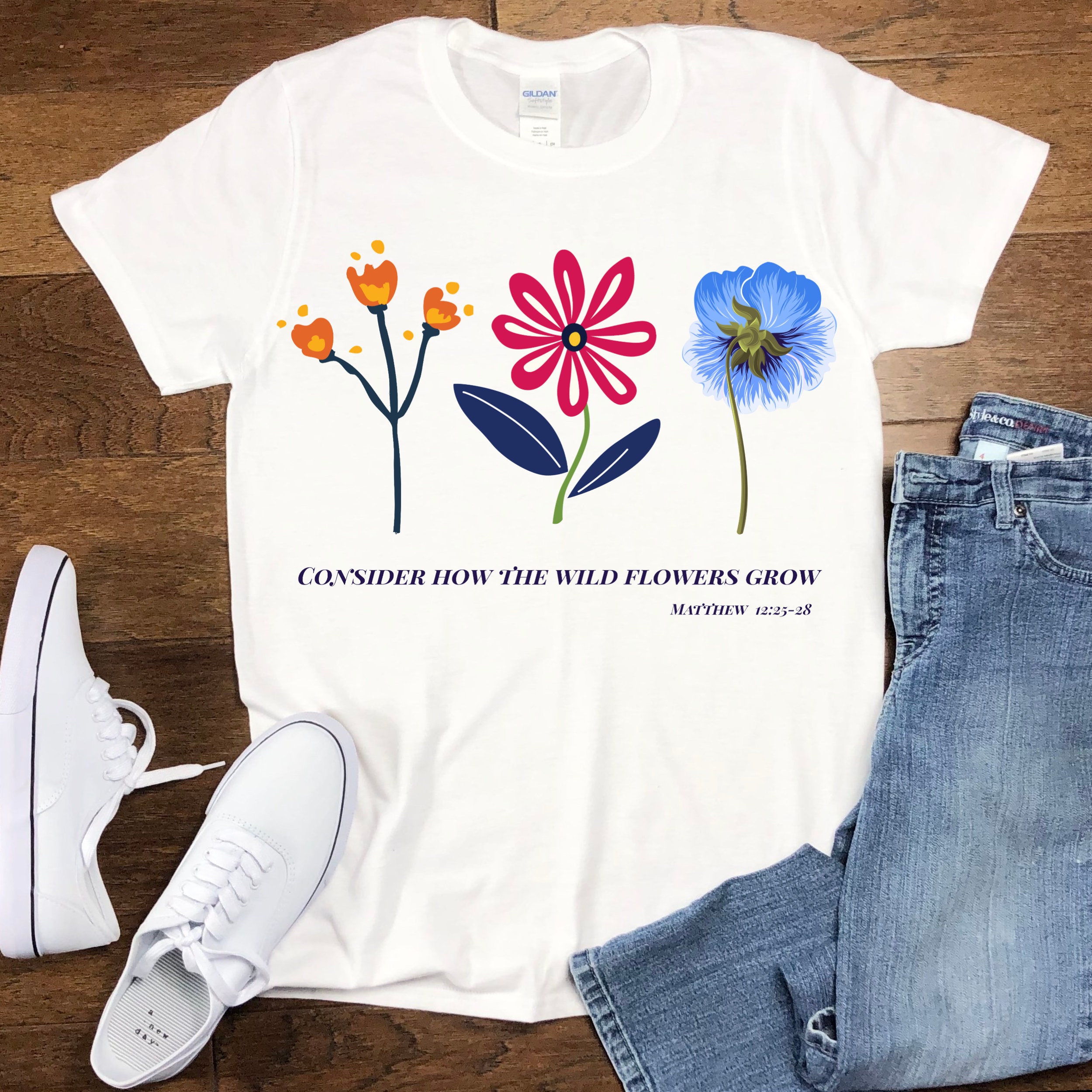 Flower Tee Floral Womens Christian Tshirt Bible Verse Etsy