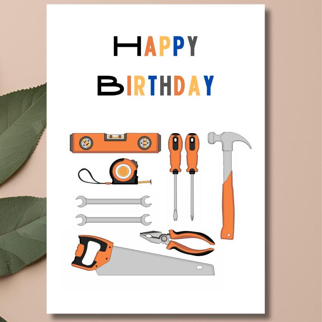Tools Handyman Birthday Card A5 | Professional Print | Tools Birthday ...
