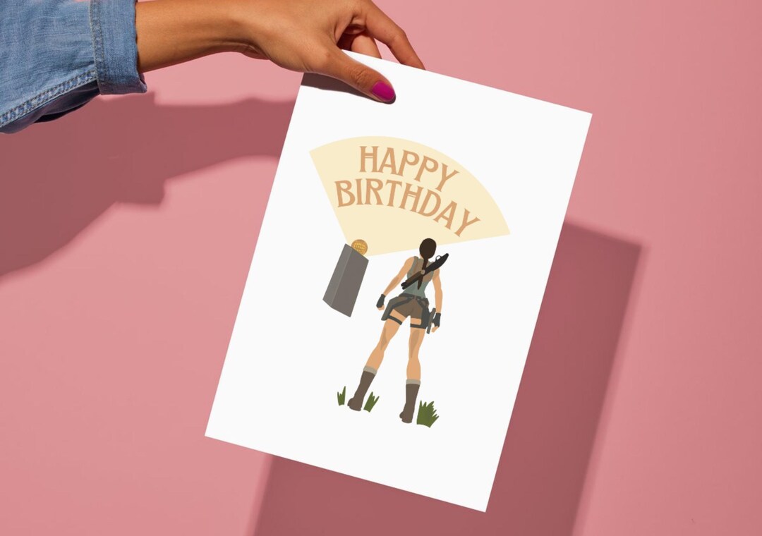 Tomb Raider Lara Croft Happy Birthday Card A5 Professional Print Gamer ...