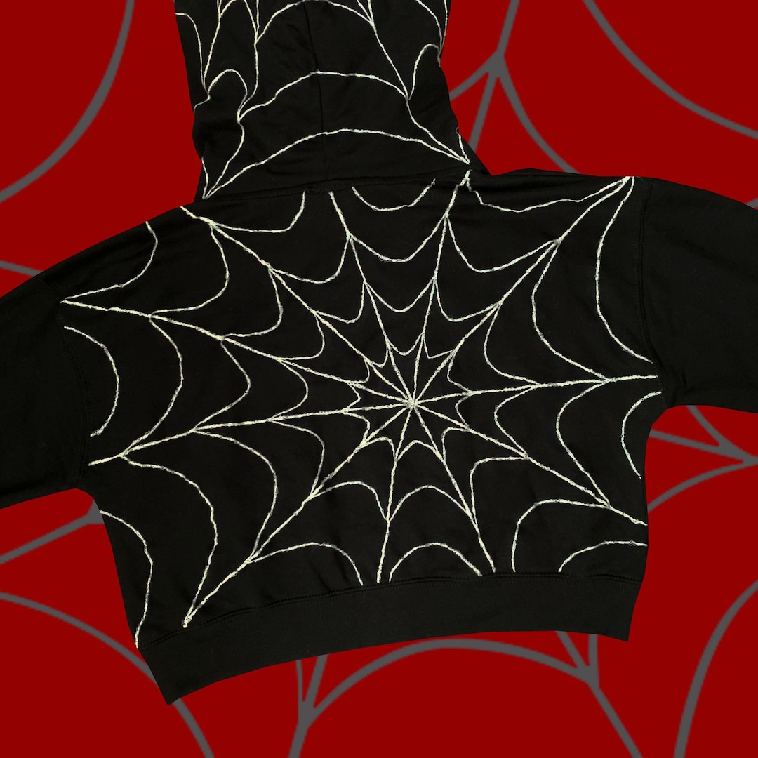 Custom Cropped Cobweb Zip-up Hoodie - Etsy