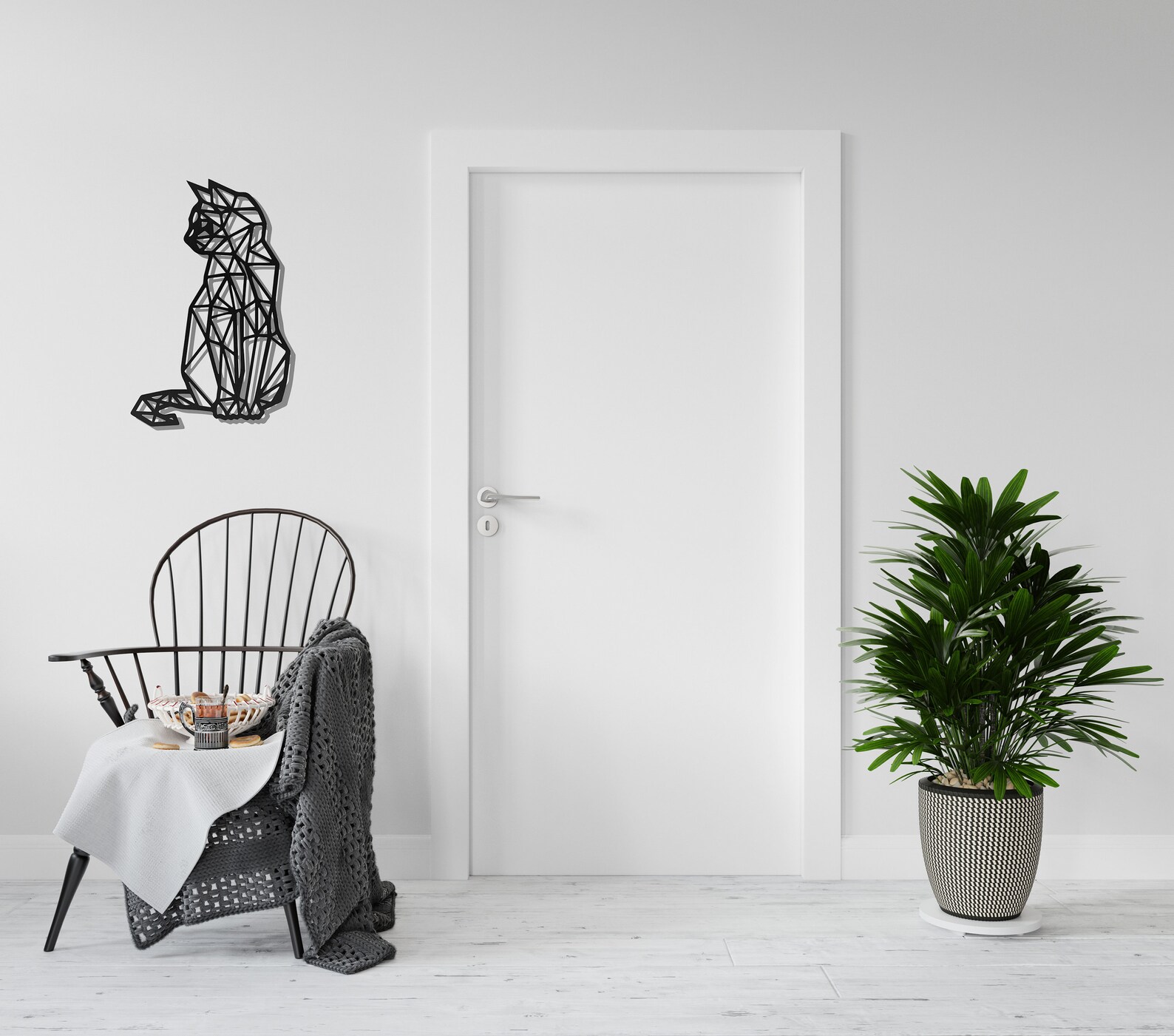 Metal Cat Wall Art, Metal Cat Wall Decor, Geometric Cat Wall Decor ...