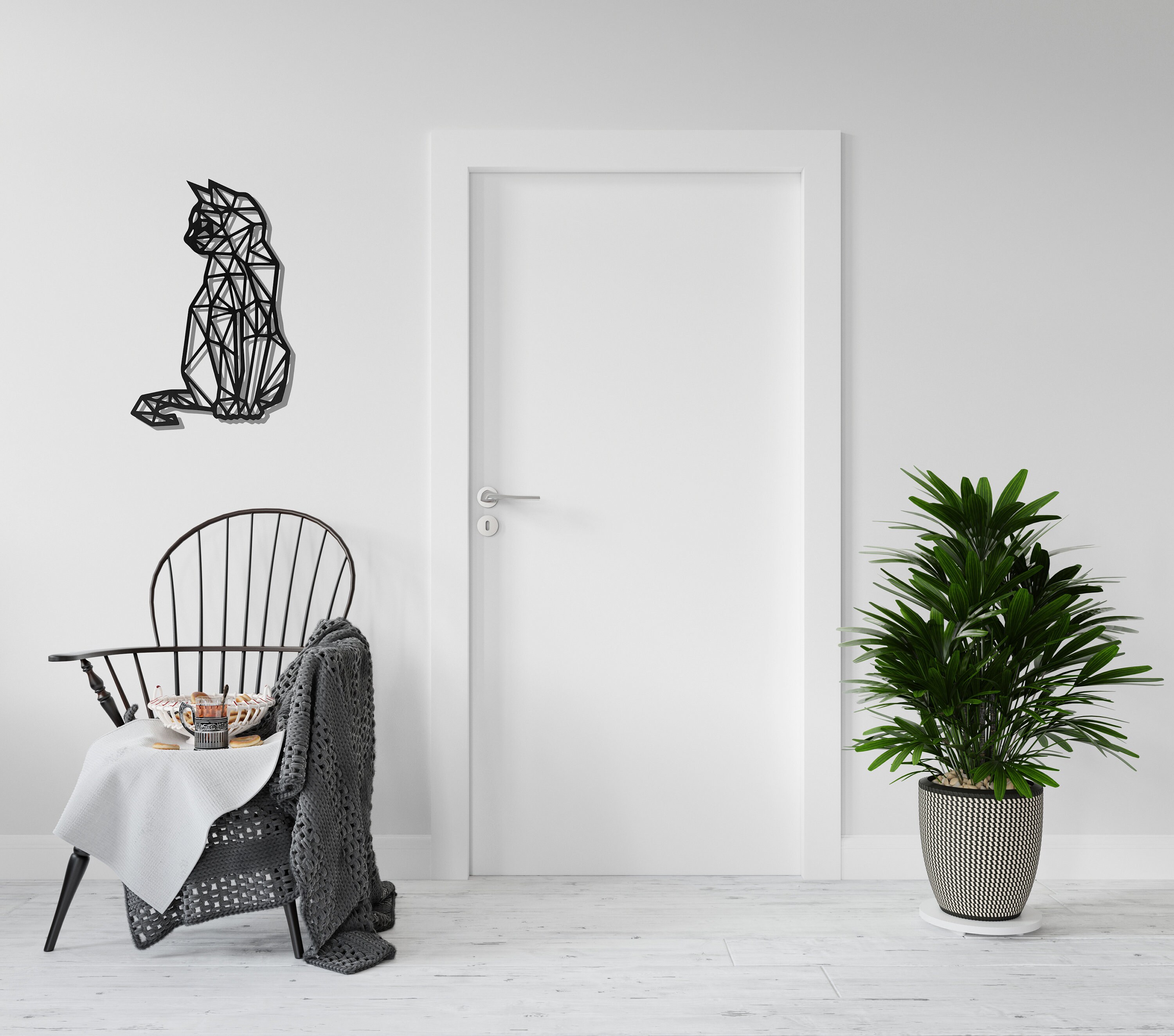 Metal Cat Wall Art, Metal Cat Wall Decor, Geometric Cat Wall Decor ...