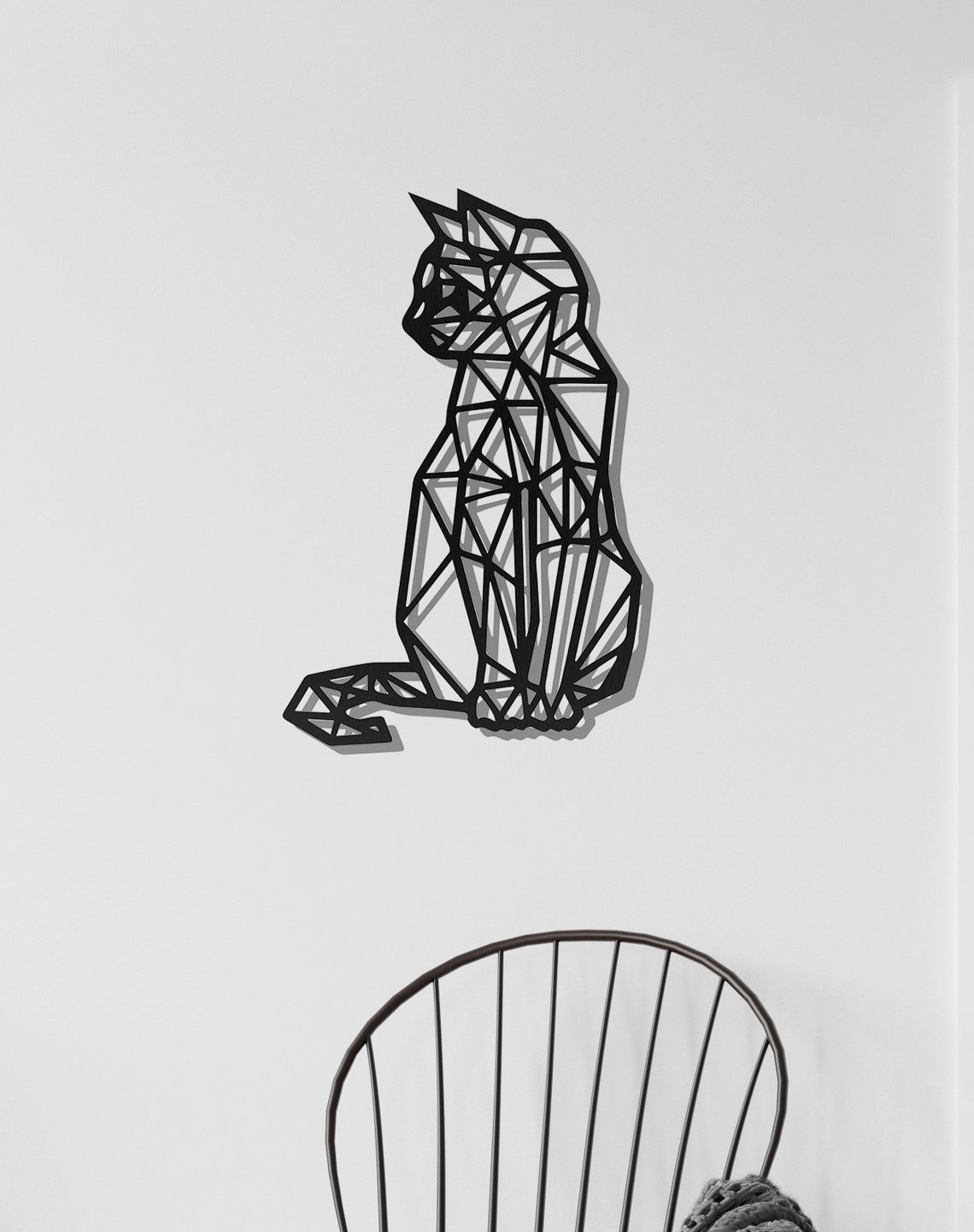 Metal Cat Wall Art Metal Cat Wall Decor Geometric Cat Wall - Etsy