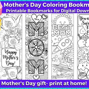 Mother's Day Printable Coloring Bookmarks- INSTANT DOWNLOAD | Printable ...