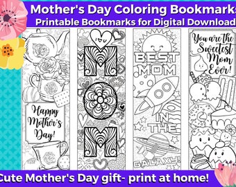 Coloring Bookmarks for Mother's Day 12 Printable - Etsy