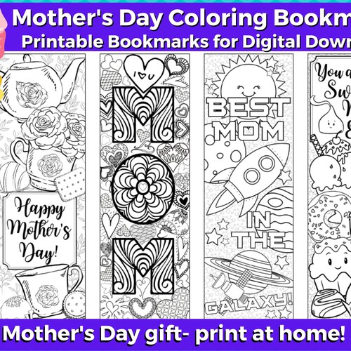 Mom Printable Coloring Bookmarks - Etsy