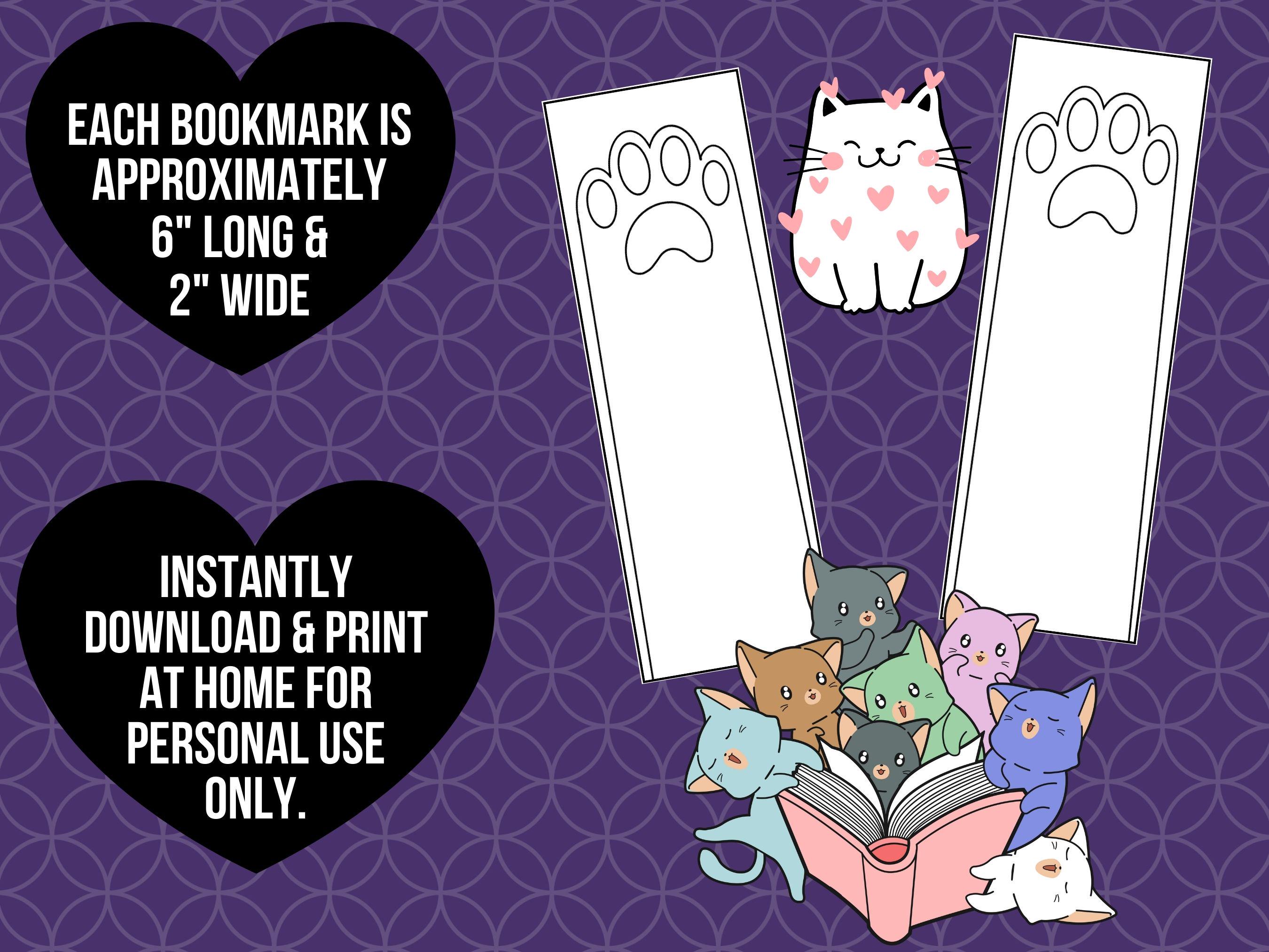 4 Cat Paw Printable Coloring Bookmarks for Kids-instant DOWNLOAD ...