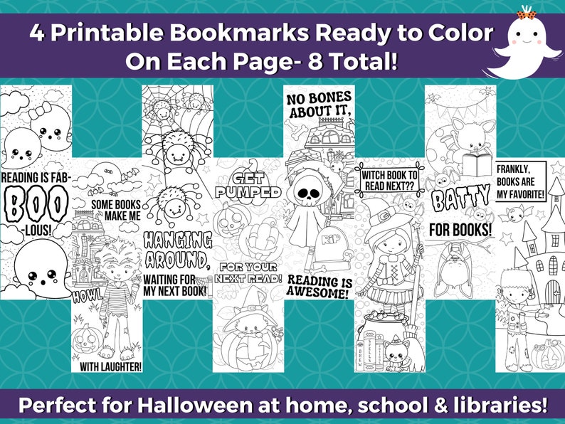 8 Printable Coloring Bookmarks for Kids- INSTANT DOWNLOAD | Color Your ...