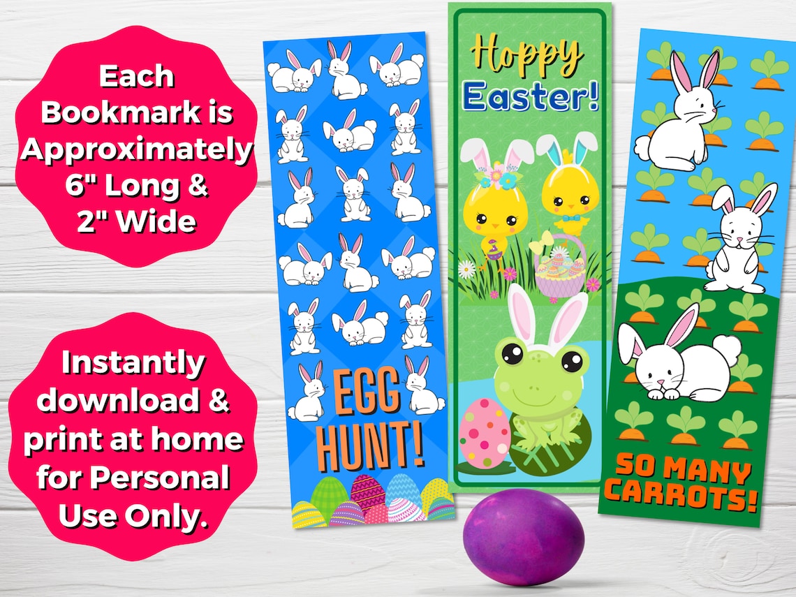 6 Printable Easter Bookmarks for Kids INSTANT DOWNLOAD Non-candy Easter ...