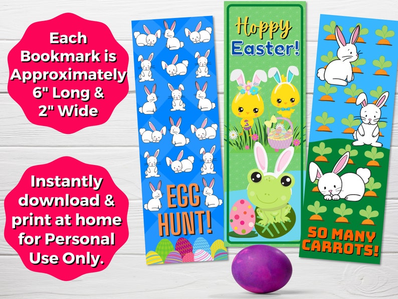 6 Printable Easter Bookmarks for Kids INSTANT DOWNLOAD Non-candy Easter ...