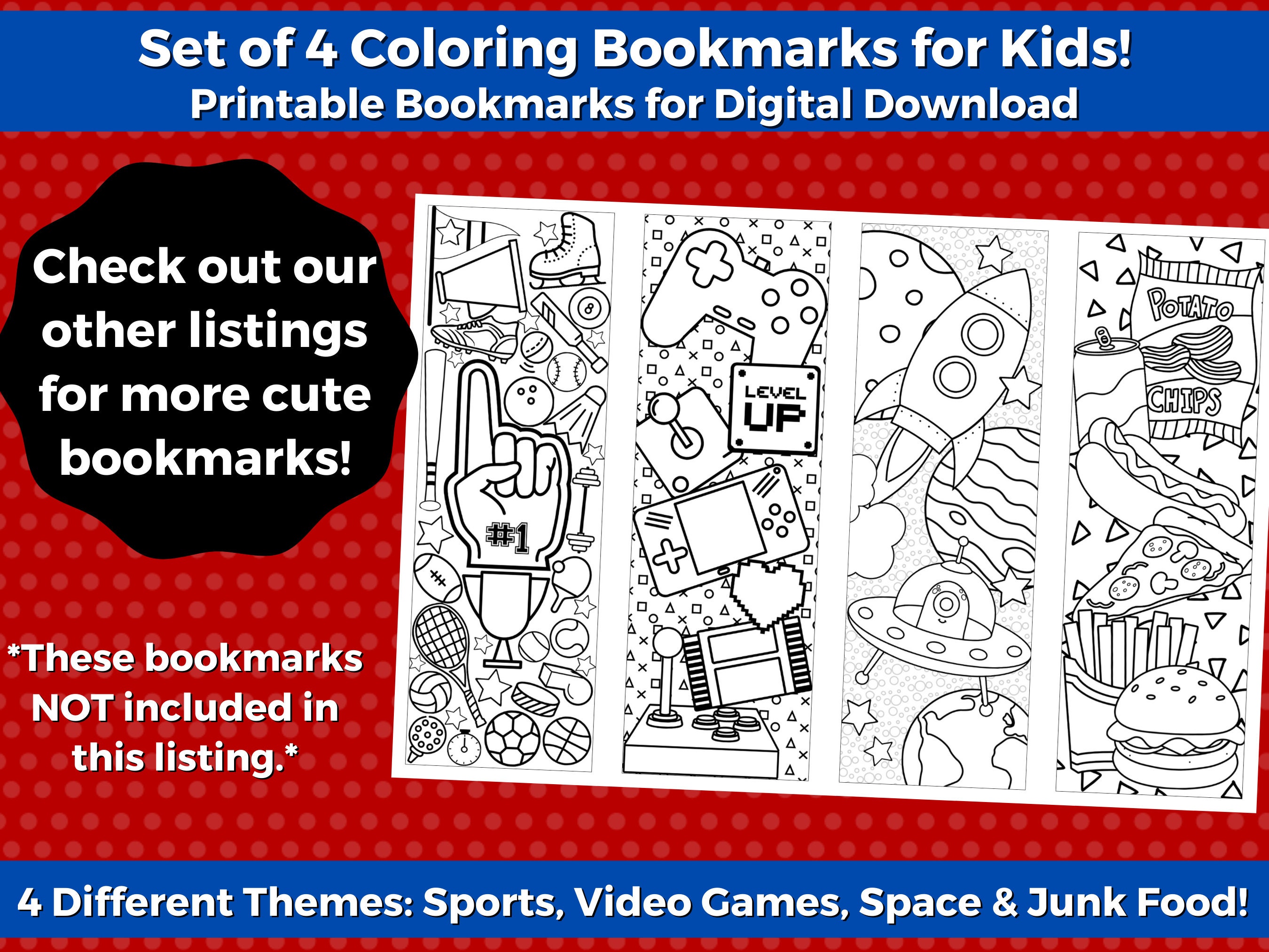 8 Printable Coloring Bookmarks for Kids- INSTANT DOWNLOAD | Color Your ...